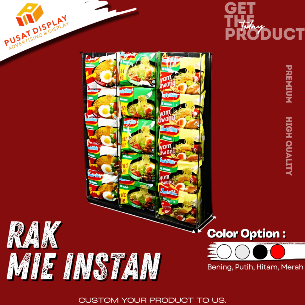 Acrylic Instant Noodle Display / Warkop Acrylic Indomie Rack / Warmindo ...