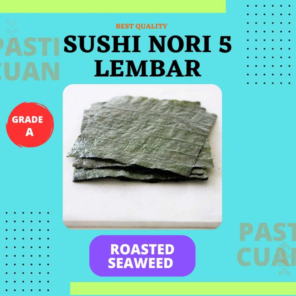 Plain SUSHI NORI 5 SHEETS GRADE A / ROASTED SEAWEED PREMIUM / ROASTED ...