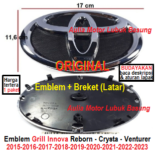 Grill Logo Emblem + ORI Breket Toyota Innova Reborn Crysta Venturer ...