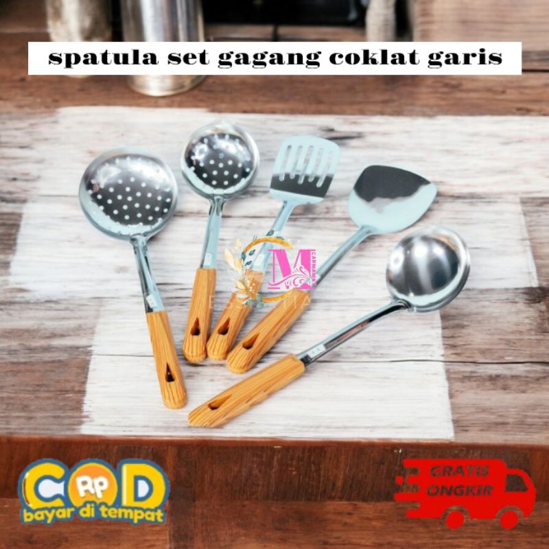[CM] Stainless steel Spatula set with brown handle, SP-4/ IR-4/SL-4/SK ...