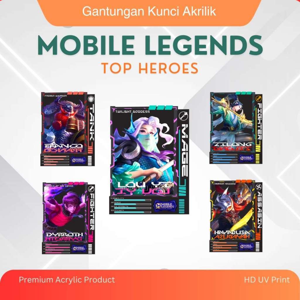 GANTUNGAN MLBB TOP HEROES CARD KEYCHAIN | MOBILE LEGENDS KEYCHAIN ...