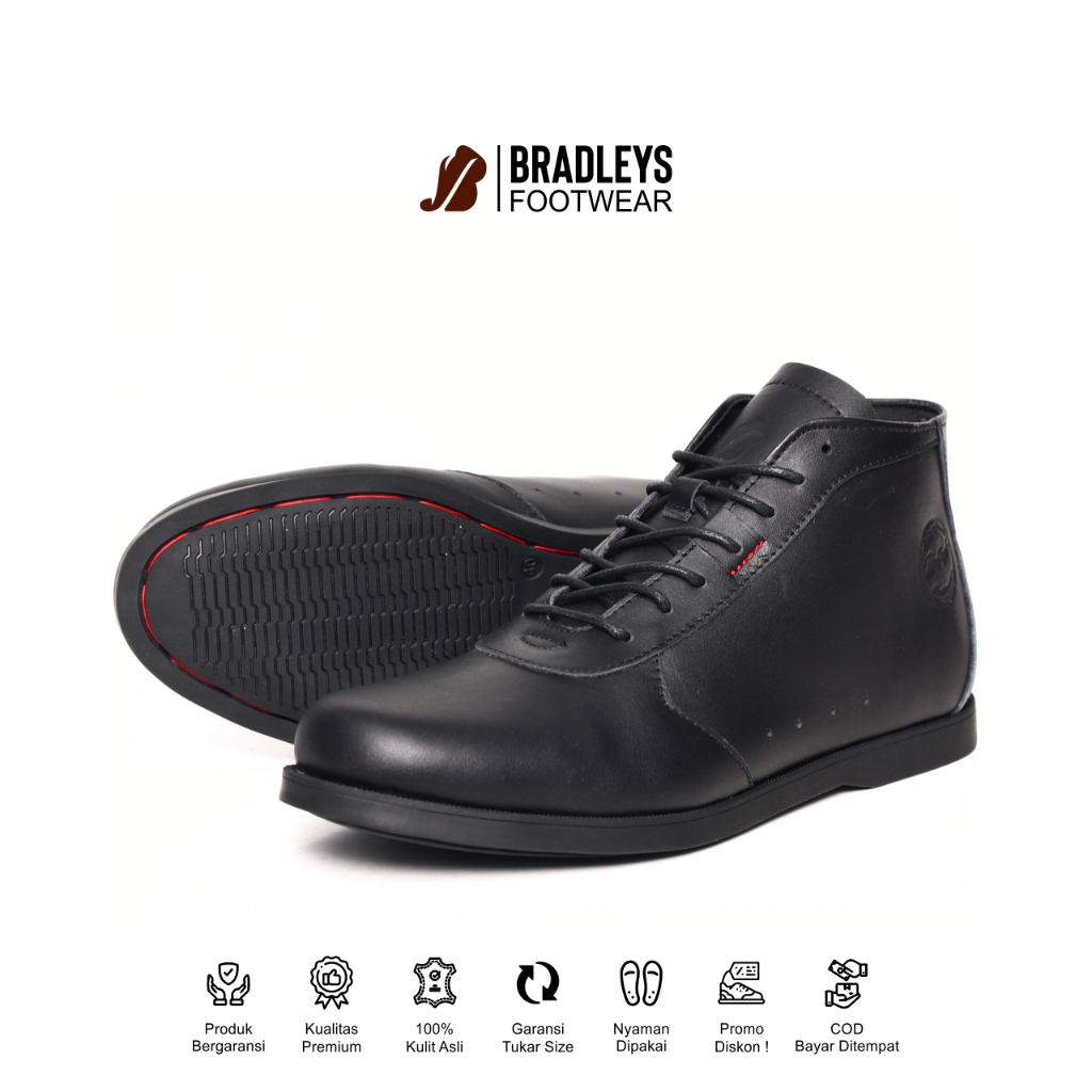 Bradleys Helios Black - Men's Formal Semi-Boot Casual Leather Shoes Men ...
