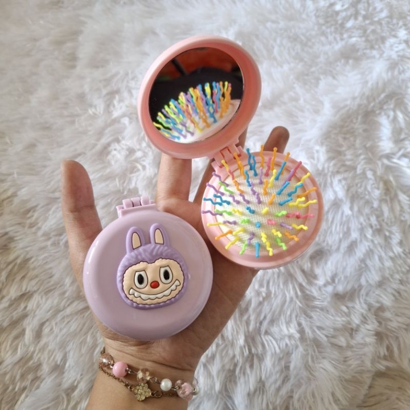Labubu Folding Comb Mirror Set // Labubu Comb Mirror Set | Shopee Malaysia