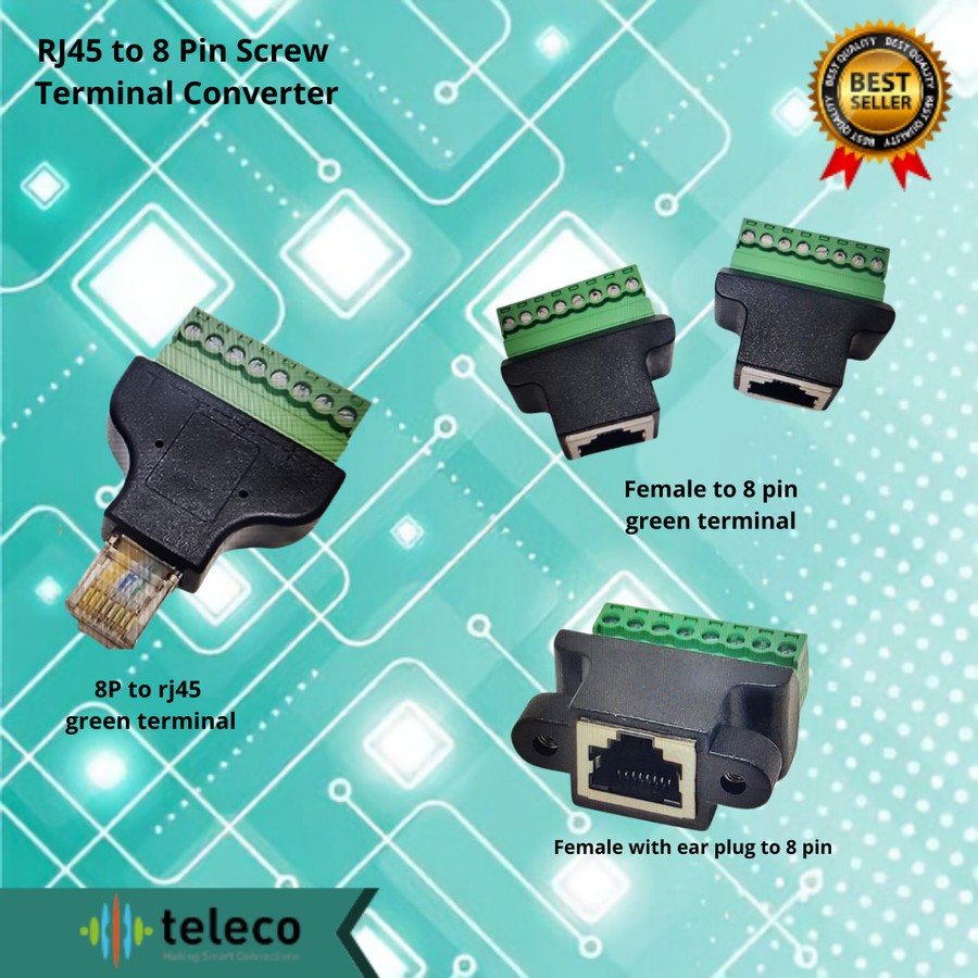 Converter Adapter Connector Ethernet RJ45 Female to 8 Pin Terminal ...