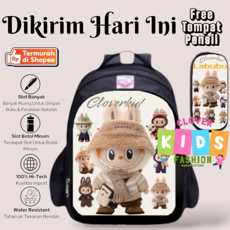 VIRAL Labubu Children's School Bag, Cartoon Doll Character Backpack ...