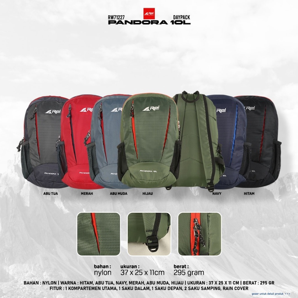 Arei Pandora 10 Liter Daypack Backpack Arei Outdoorgear + Original Rain ...