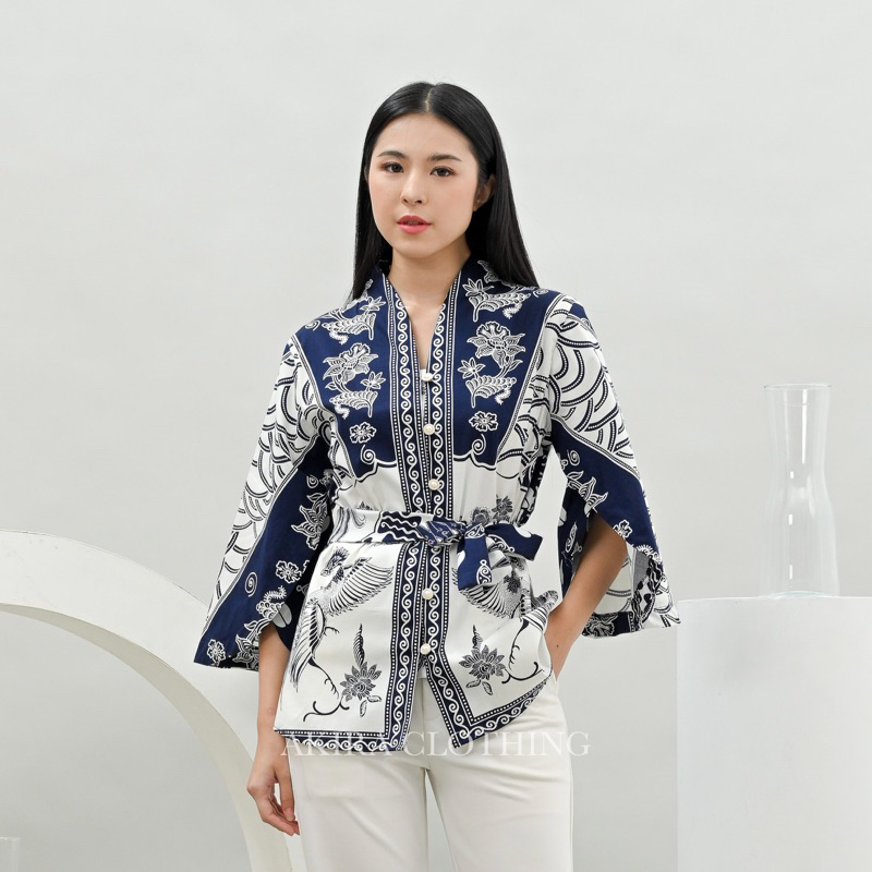 HITAM Meghan Women's Batik Top - Batik Blouse - Premium Batik - Busui ...