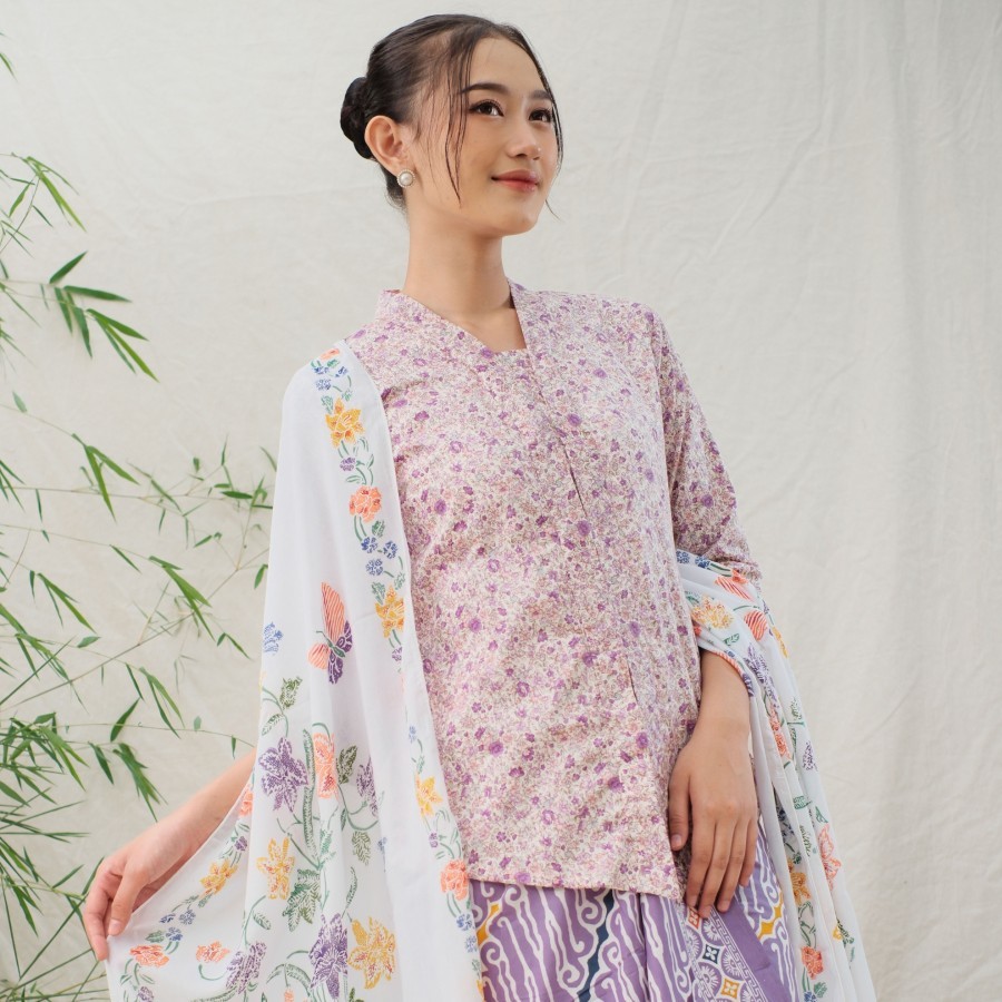 UNGU KATUN Kartini florine Kebaya 7/8 sleeves meradelima Japanese ...