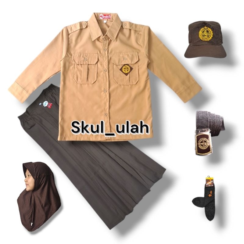 Scout School Uniform Set, Long Sleeve Scout Shirt, Long Brown Skirt for ...