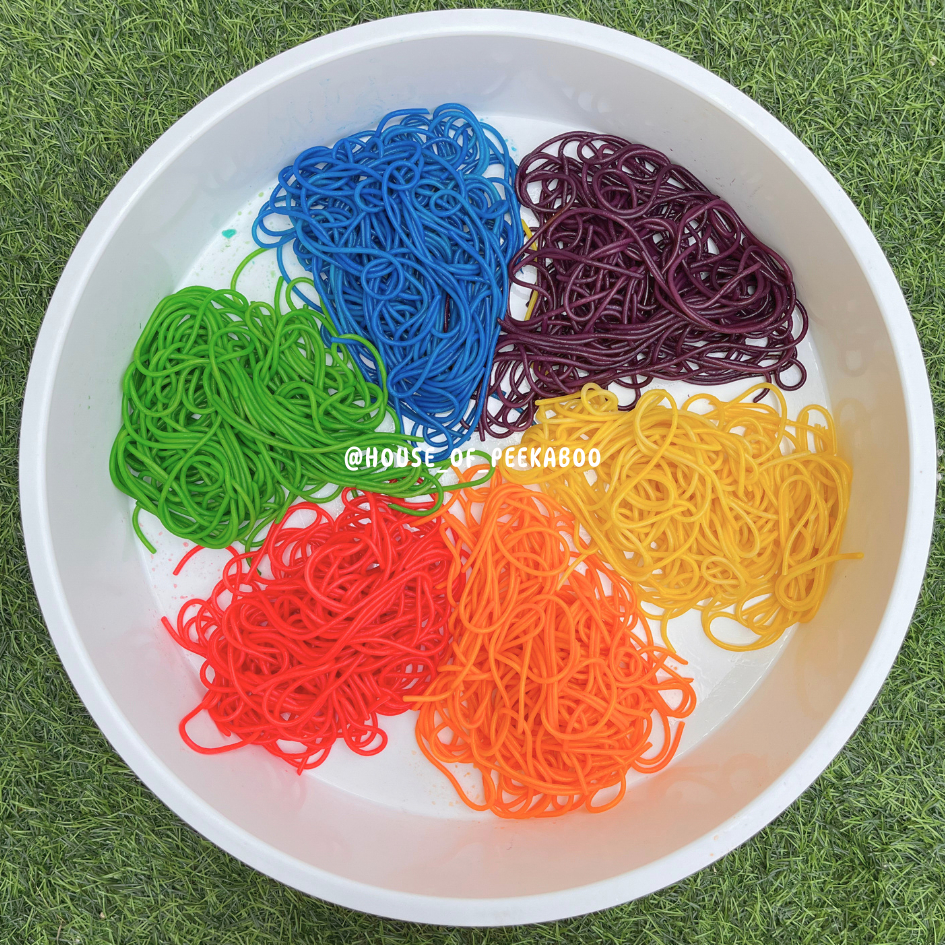 HoPe - Rainbow Noodle Colorful Noodles Sensory Play Rainbow Spaghetti ...
