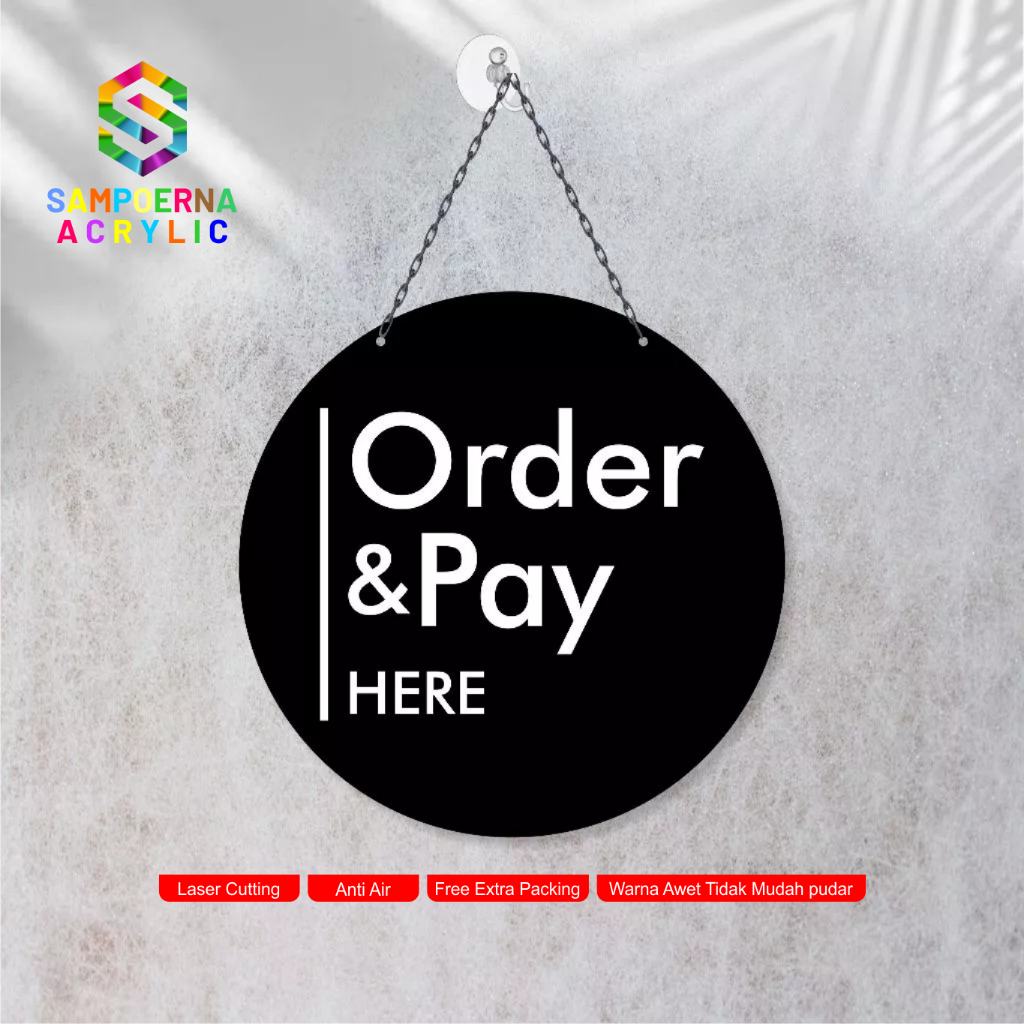 Sign Acrylic Order & pay Here round hanging elegant | Minimalist pay ...