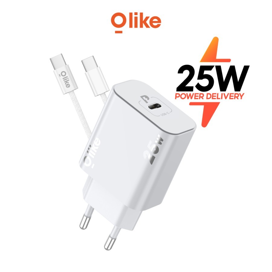 Olike C308 CHARGER HEAD + BRAIDED CABLE TYPE C TO TYPE C FAST CHARGING ...