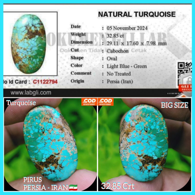 Natural PERSIAN TURQUOISE - IRAN (FREE MEMO) A718 | Shopee Malaysia