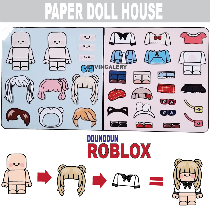 Doll book paper doll house ROBLOX DINO busy book children's educational ...