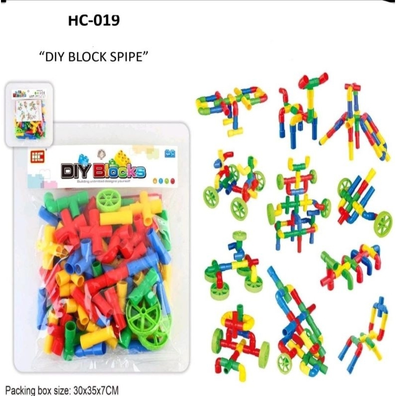 Hc-019 DIY Block SPIPE Block Pipe Puzzle Toy Educational Pipe | Shopee ...