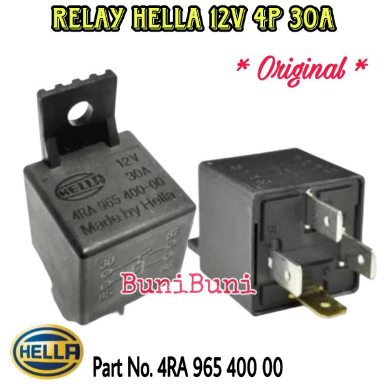 Original Relay HELLA 12V LEGS 4 PIN 30A For Car & Motorcycle Light ...