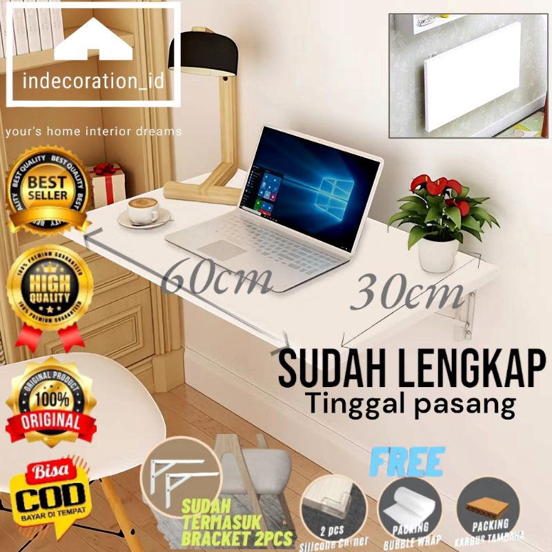 Aesthetic folding wall table 60x30cm for Laptop Room - Study / Dining ...