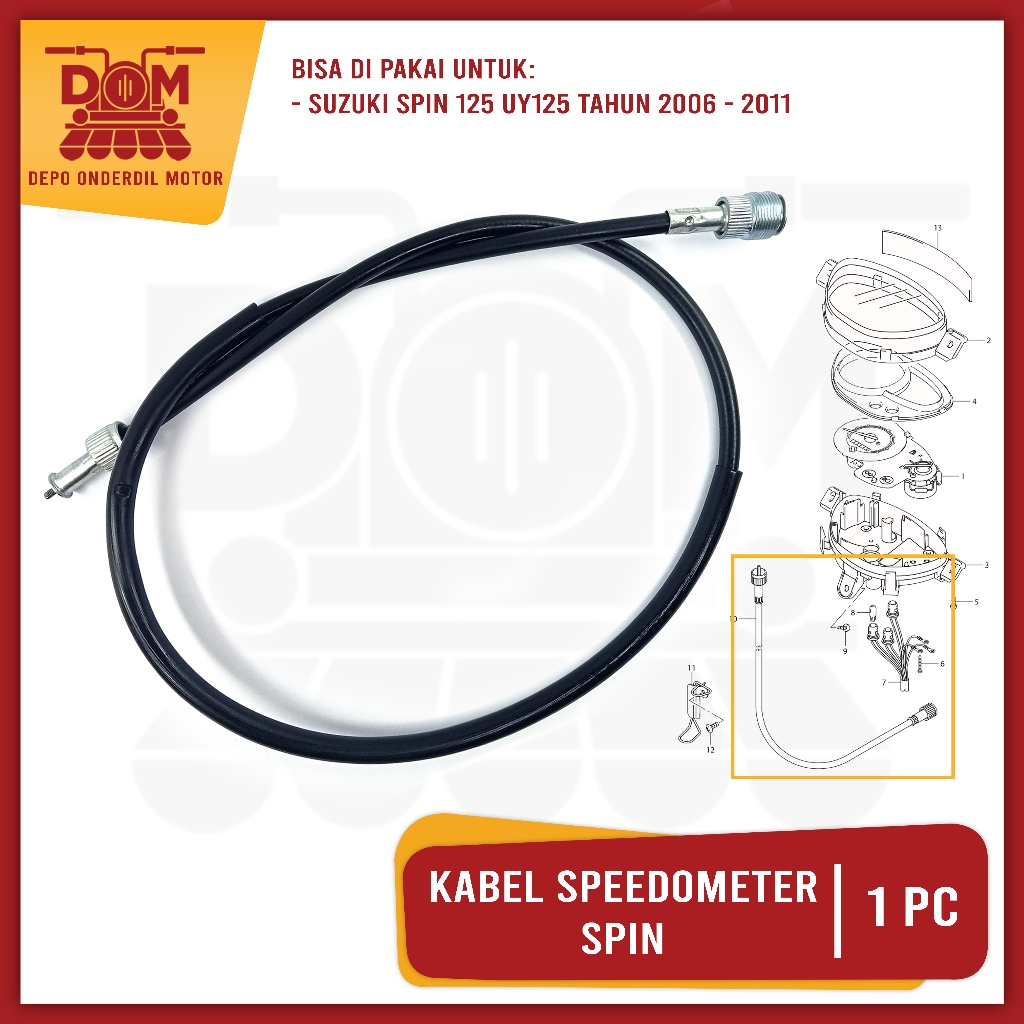 Spin 125 Speedometer Cable (DENSHIN) Kilometer Cable Seling Iner Spido ...