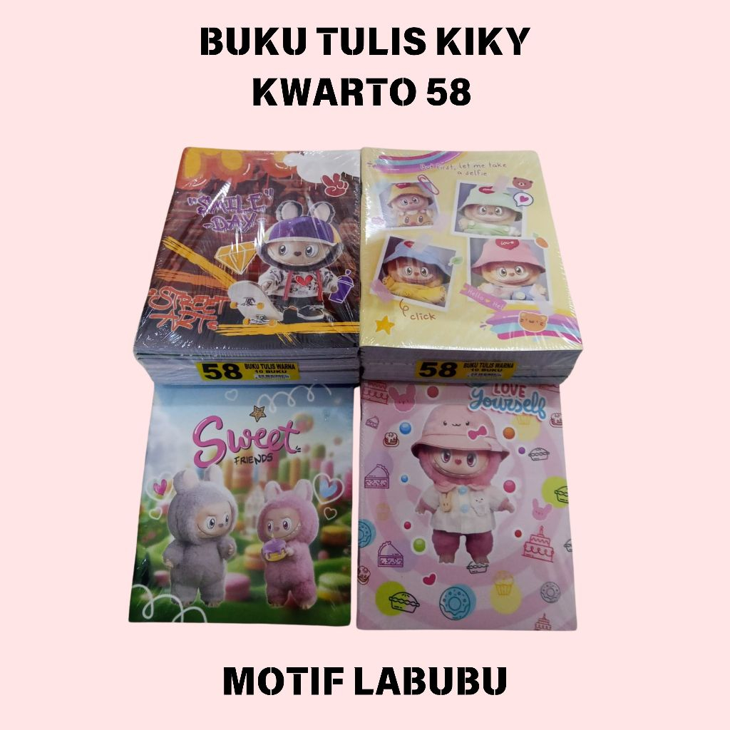 Kiky Kwarto LABUBU Writing Book 58 Sheets 1 Pack Contains 10 Books ...