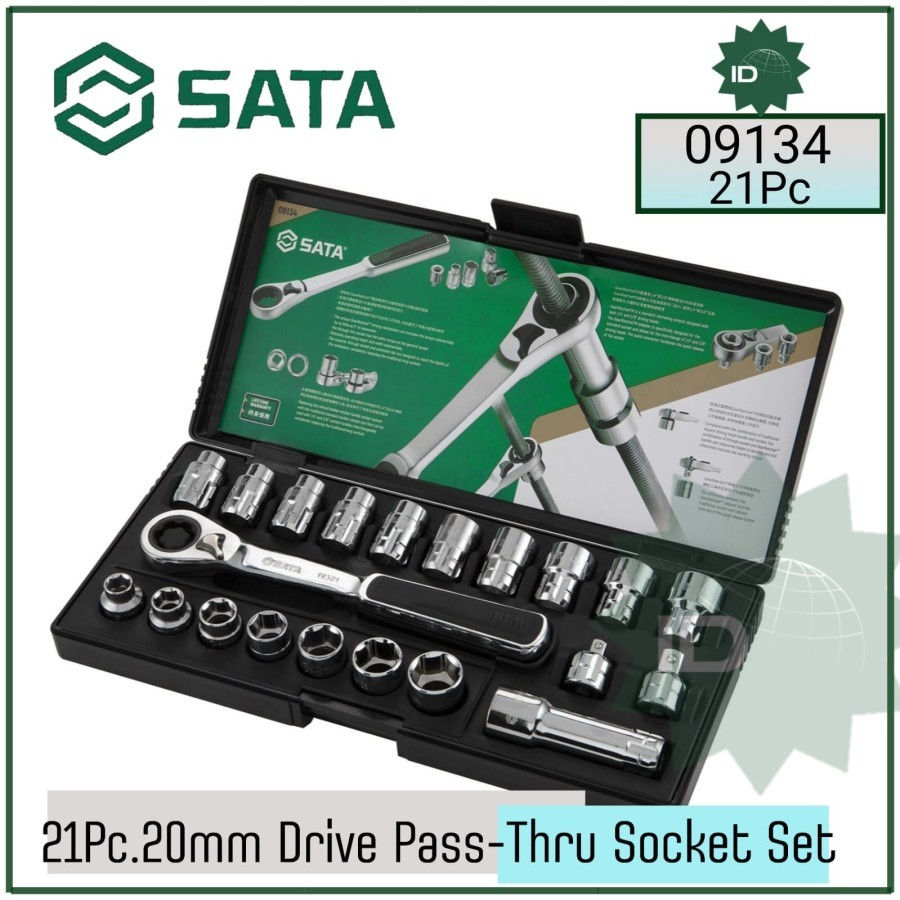 Socket Socket Wrench Set 09134 21Pc. 20mm Dr. Pass-thru Ratcheting Set ...