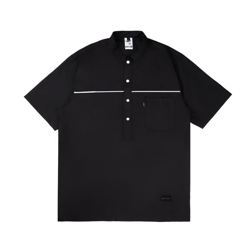 KEMEJA Exclusive Otsky Men's Shirt Shanghai Black Strip Short Sleeve ...