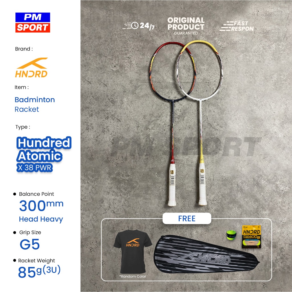 Original HUNDRED ATOMIC X 38 PWR BADMINTON / BADMINTON RACKET | Shopee ...