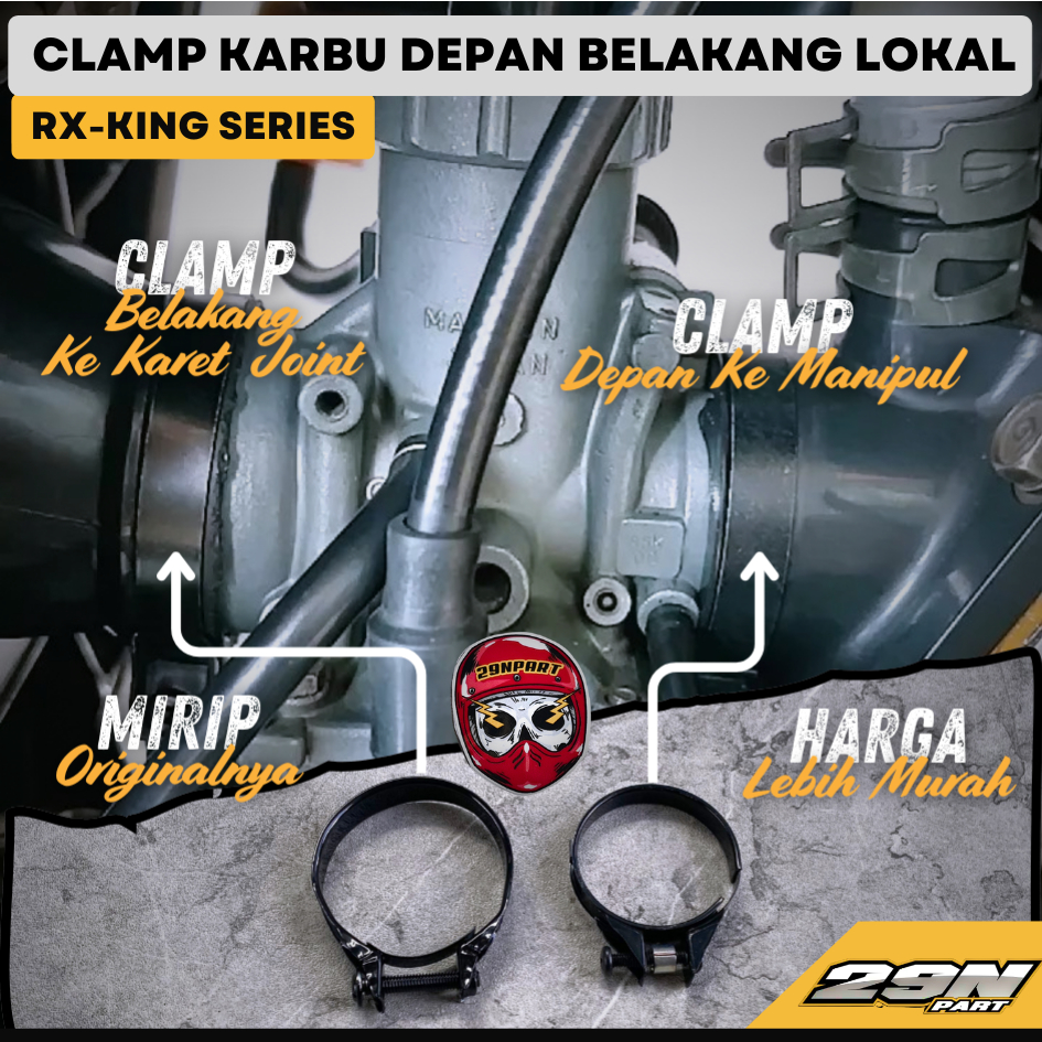 LOKAL Carburetor Clamp Clamp to Rubber Joint Filter and Front Rear ...