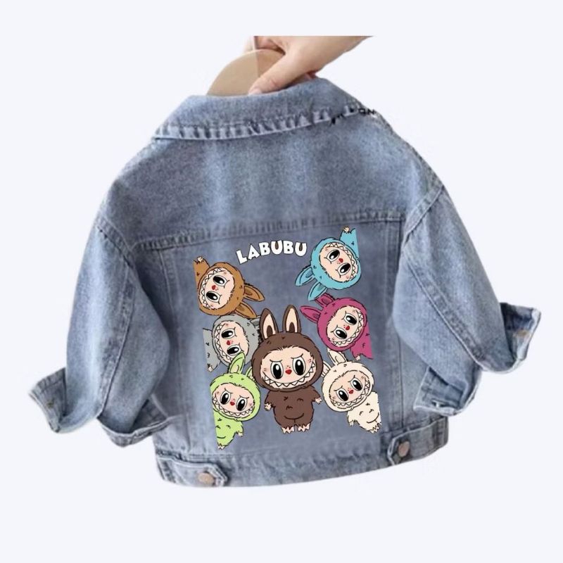 Children's Viral Jean Jacket with Screen Printed Labubu Images 1-12 ...
