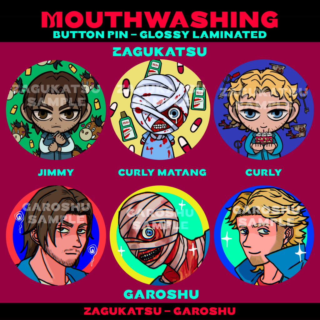 Curly Jimmy Mouthwash Fanmerch Can Badge Pin by Garoshu & Zagukatsu ...