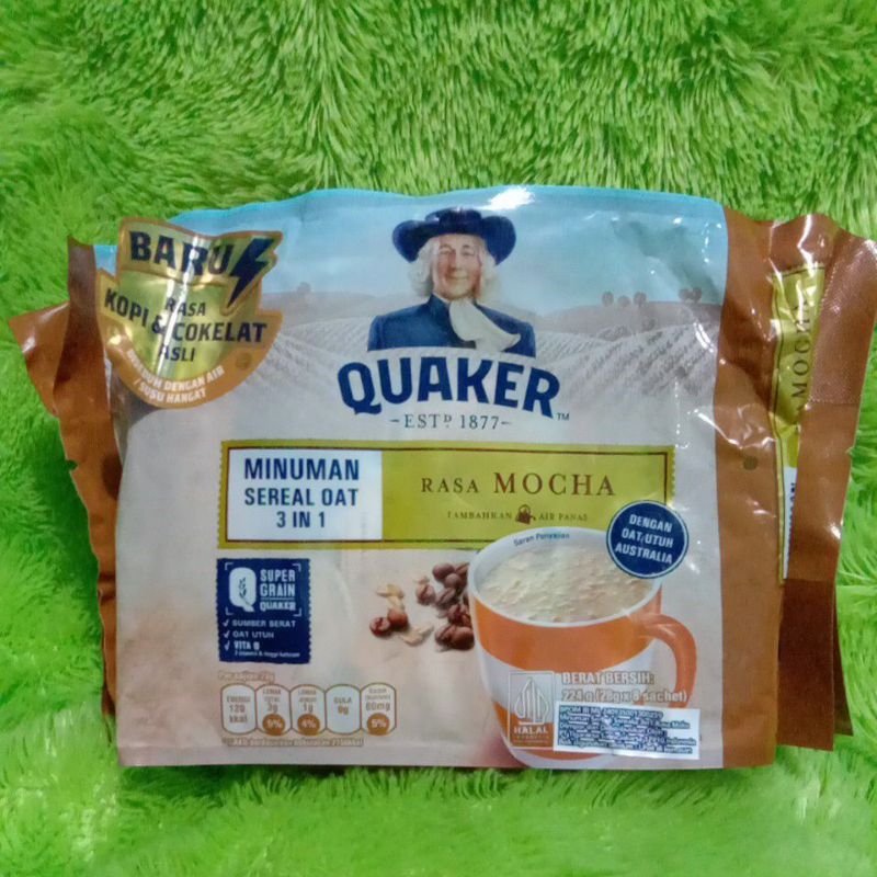 Quaker cereal oat 3 in 1 mocha flavor 224gr(28gr x 8 sachets) | Shopee ...