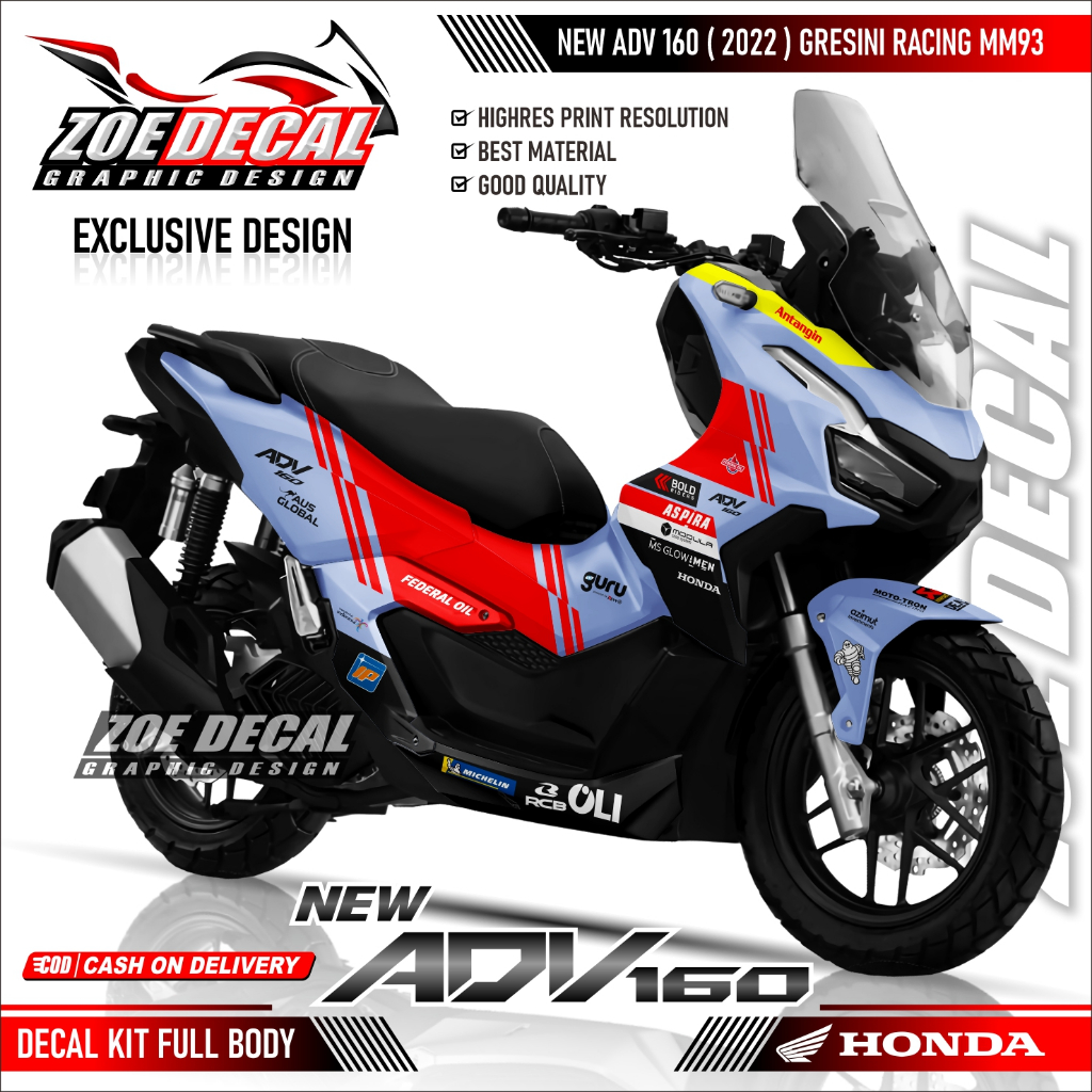 Latest Adv 160 2022 Full Body Sticker Decal Honda Adv 160 Gresini ...
