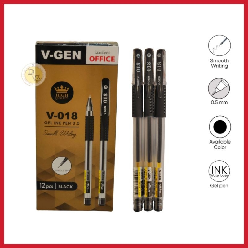 HITAM Gel PEN 0,5 MM / BLACK GEL PEN V-GEN WHOLESALE | Shopee Malaysia