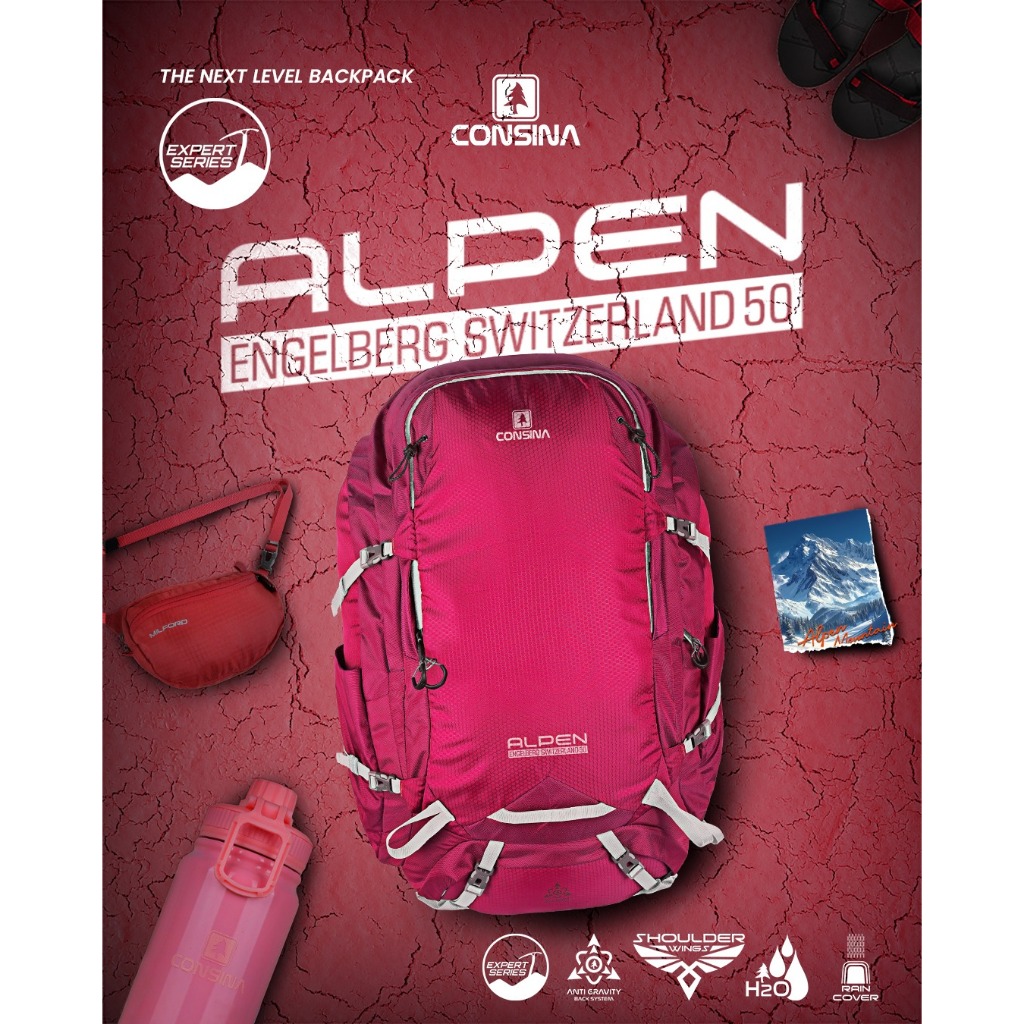 Consina ALPEN MOUNTAIN BACKPACK | Hiking OUTDOOR TRAVEL 50L | Shopee ...