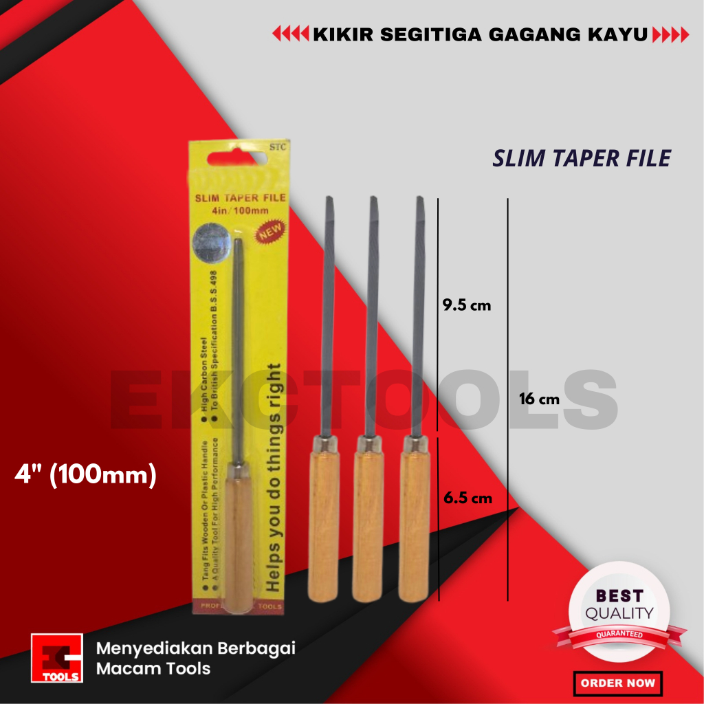 KAYU Triangle File Wooden Handle Slim Taper File 4" (100mm) | Shopee ...
