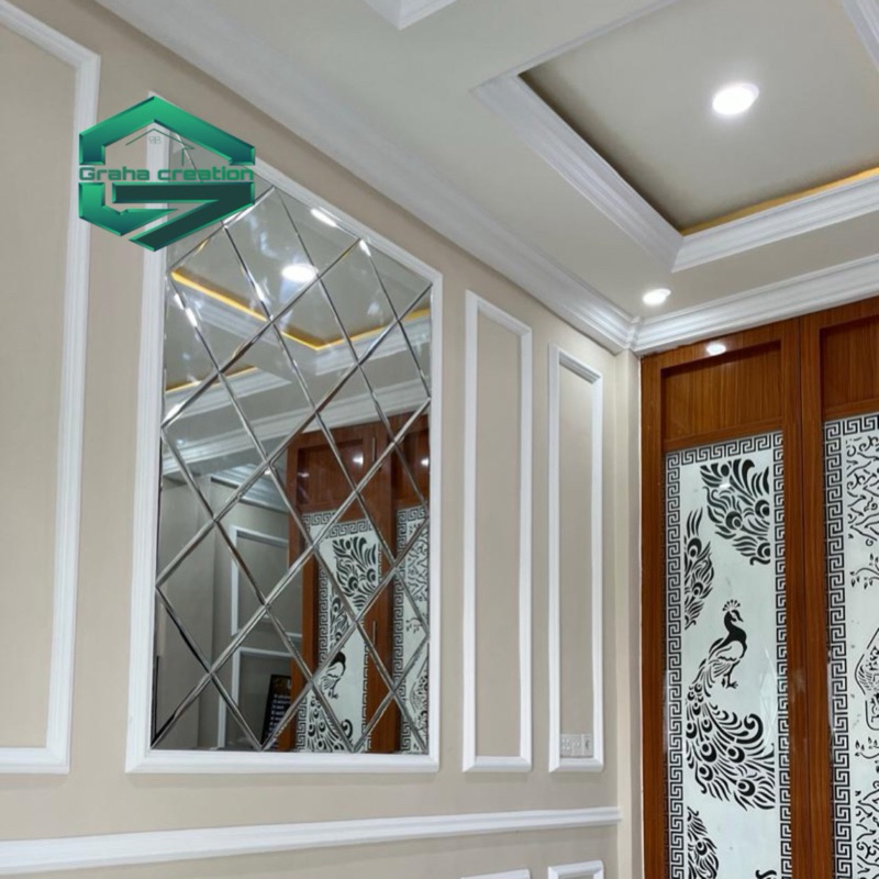 READY package set 20x20 glass mirror bevel wall molding glass thickness ...