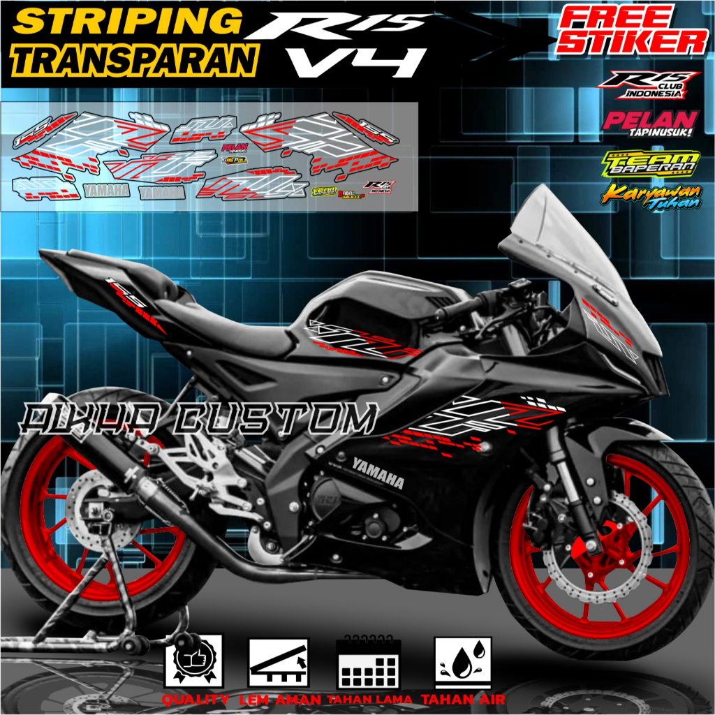 Transparent STRIPING R15 V4 YAMAHA R15 STICKERS CAN REQUEST COLORS ...