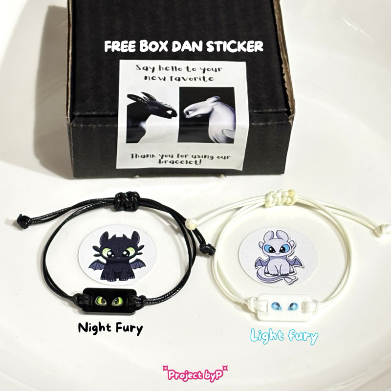 Dragon Night Fury & Light Fury Couple Bracelet Waterproof Drawstring ...