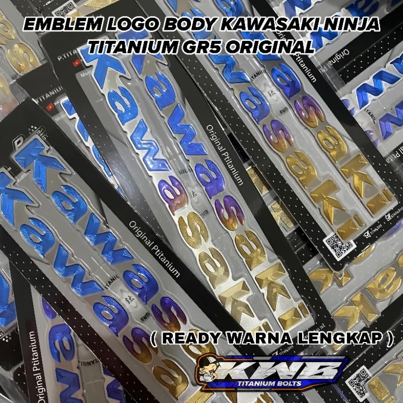 Original kawasaki ninja titanium gr5 body logo emblem, complete color ...