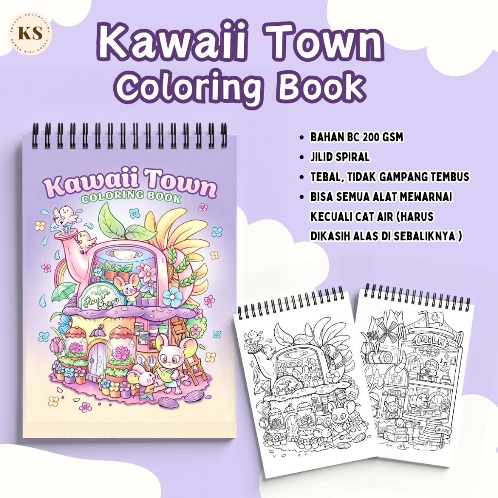 Kawaii TOWN Coloring Book Cute For Kids Adults Healing Cozy Hobby ...