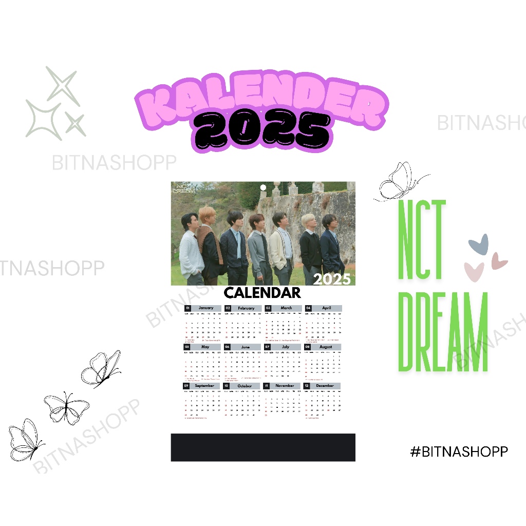 2025 NCT DREAM KPOP CALENDAR + LAMINATED 2 SIDES OF BITNA IDOL BIAS ...