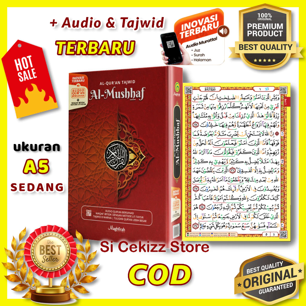Al Quran AL MUSHAF – A5 MEDIUM (Murattal Audio Matil, Color Tajwid ...