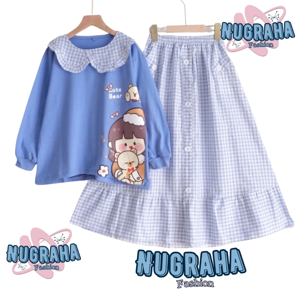 Nugraha.fashion | Inka Girls' Suit Set Kids Viral Top + Skirt | Shopee ...