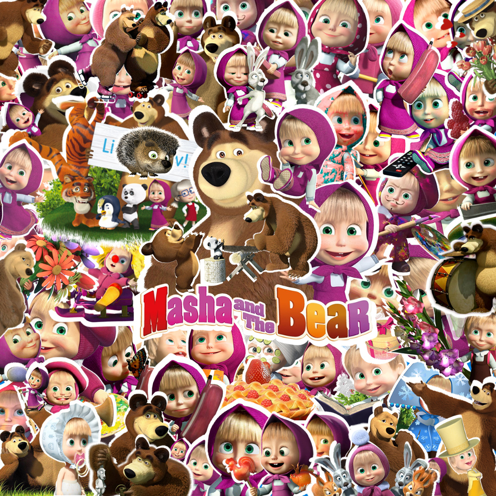 Masha and the beard Cartoon Stickers Premium WaterProof Stickers ...