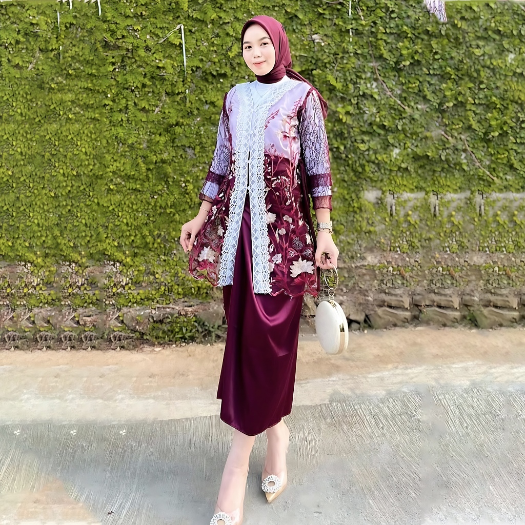 Apta BATIK - OneSet Brocade Tulle Gardenia MAIZA - Motif Inner Velvet ...