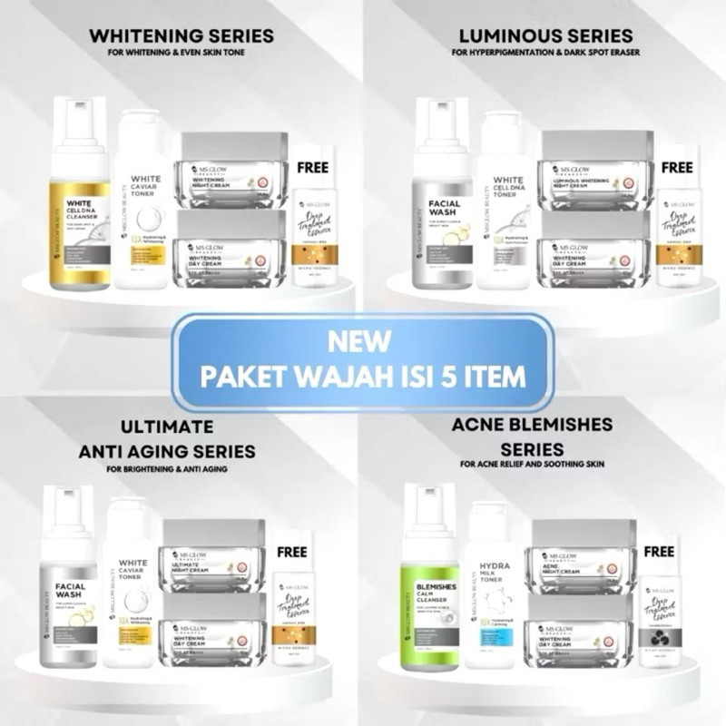 Ms GLOW NEW SERIES (NEWEST FACIAL PACKAGE CONTAINS 5 FREE DTE) | Shopee ...
