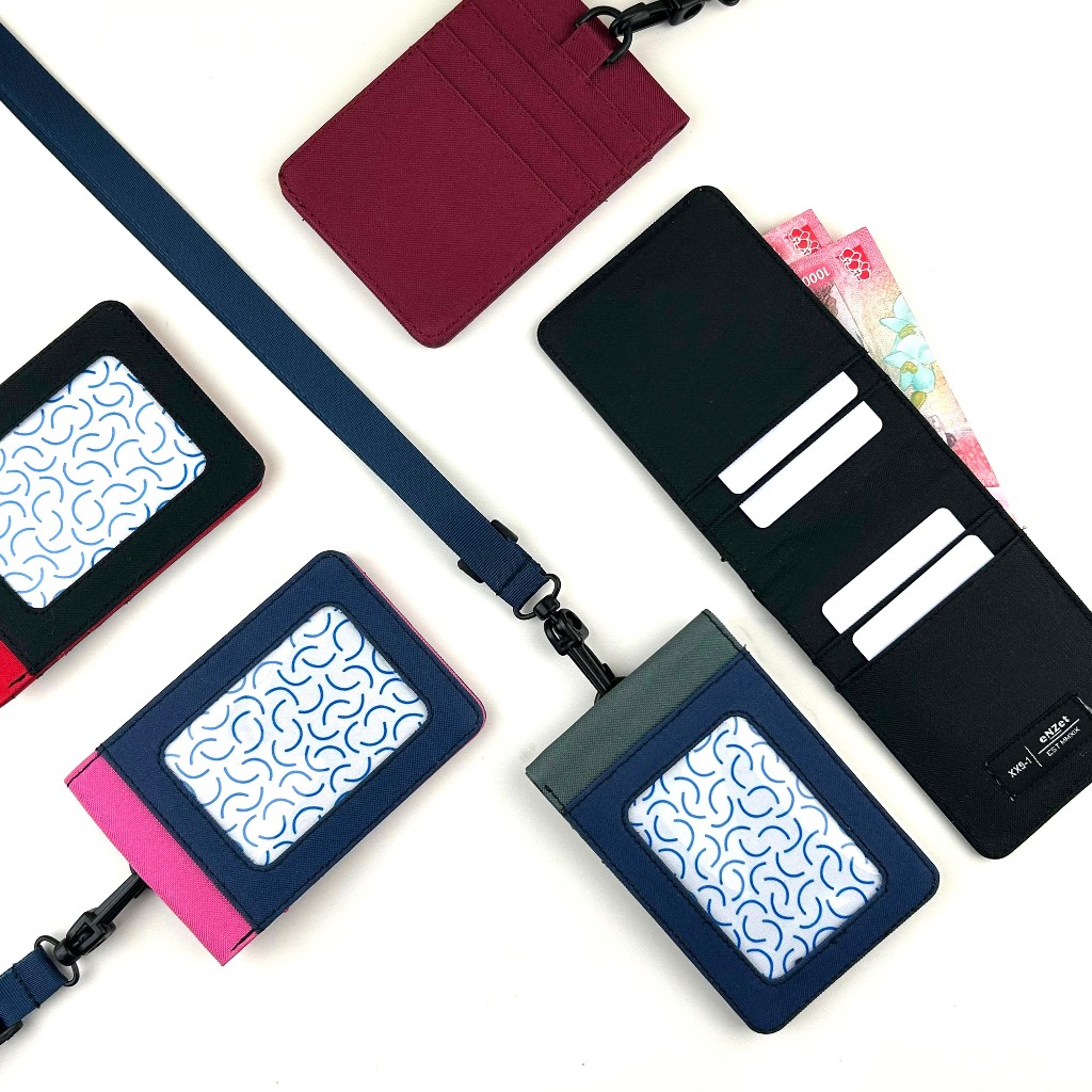 Id card holder wallet - name tag with magnetic card strap and money ...