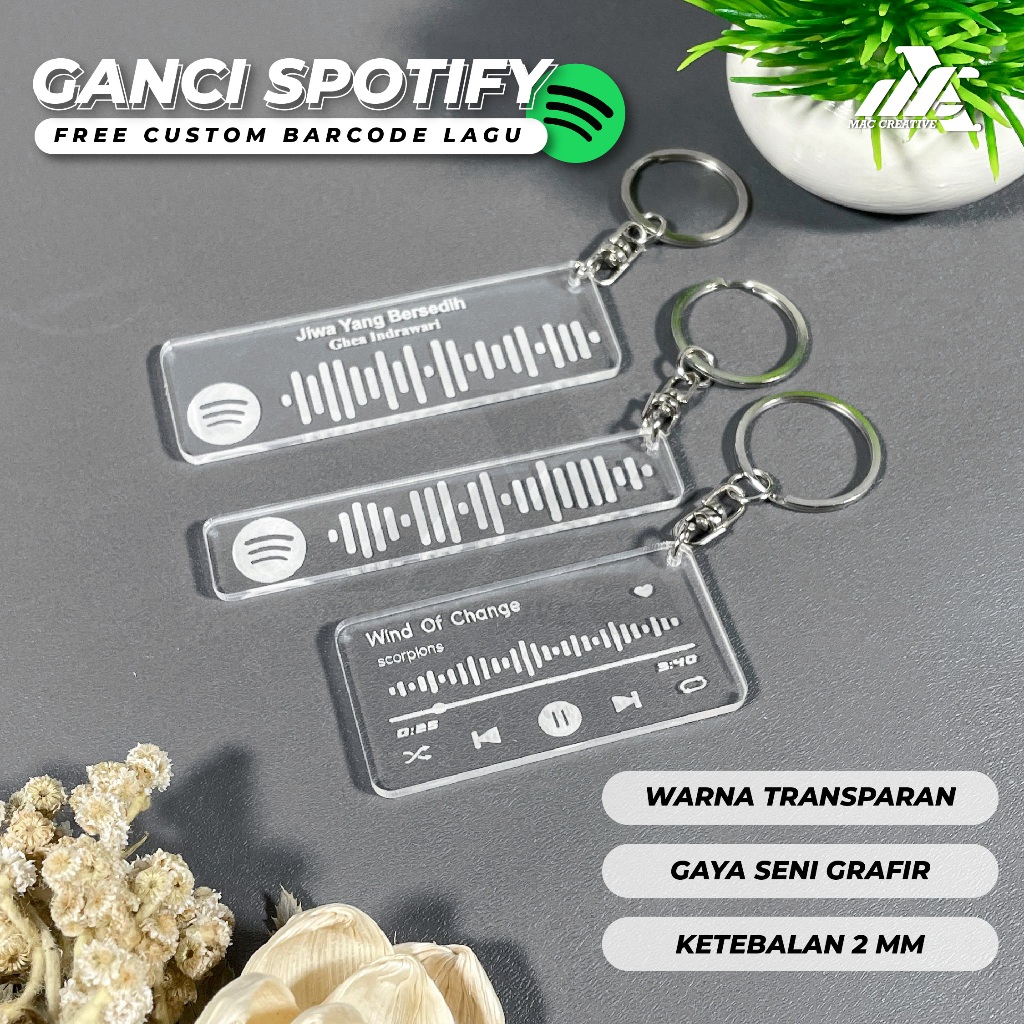 GANTUNGAN Acrylic SPOTIFY KEYCHAINS - CUSTOM SPOTIFY KEYCHAINS SONGS & PLAYLISTS ANNIVERSARY ...