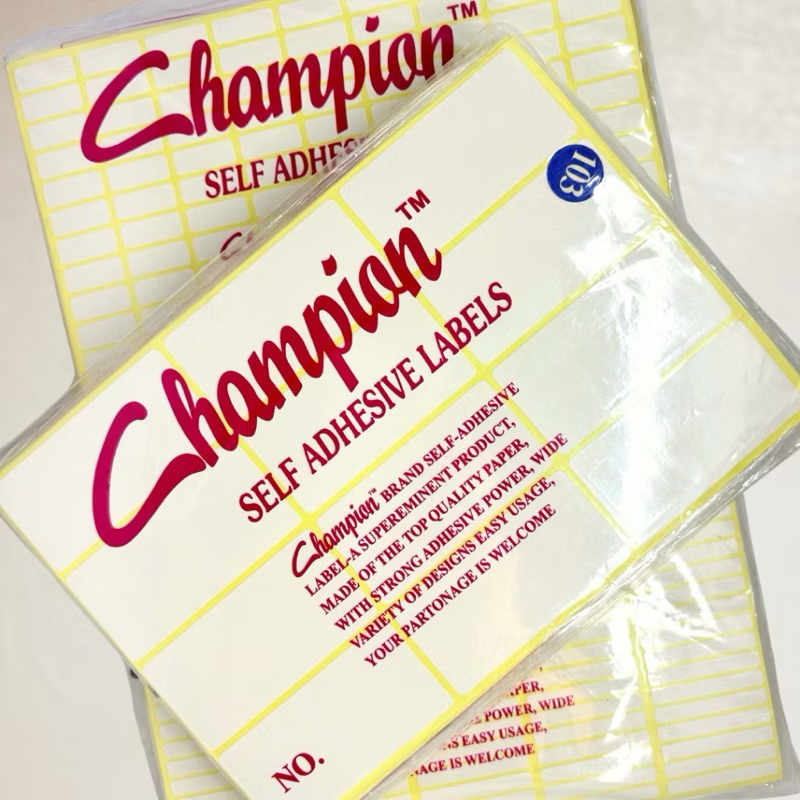 Original Champion Label Stickers Contains 7 Sheets of Paper Typex Name ...