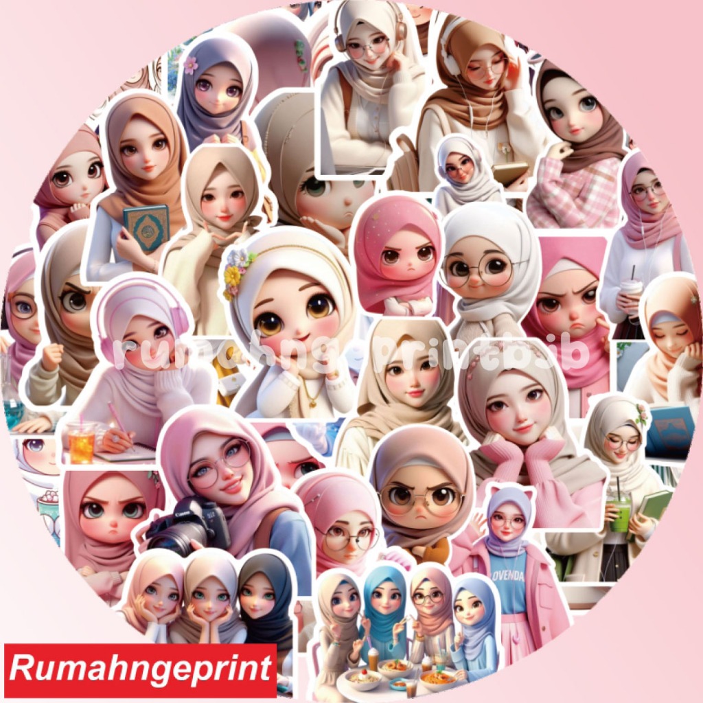 Hijab SERIES STICKER WATERPROOF STICKER WATERPROOF CUTE AESTHETIC ...