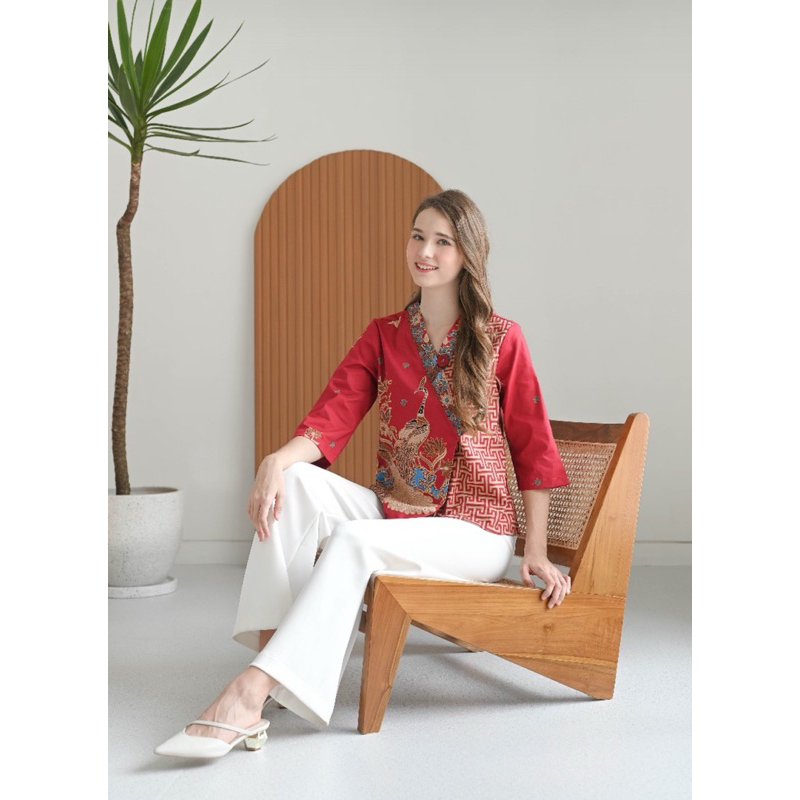 MERAH Red kimono batik top - 262BBB RED Women | Shopee Malaysia